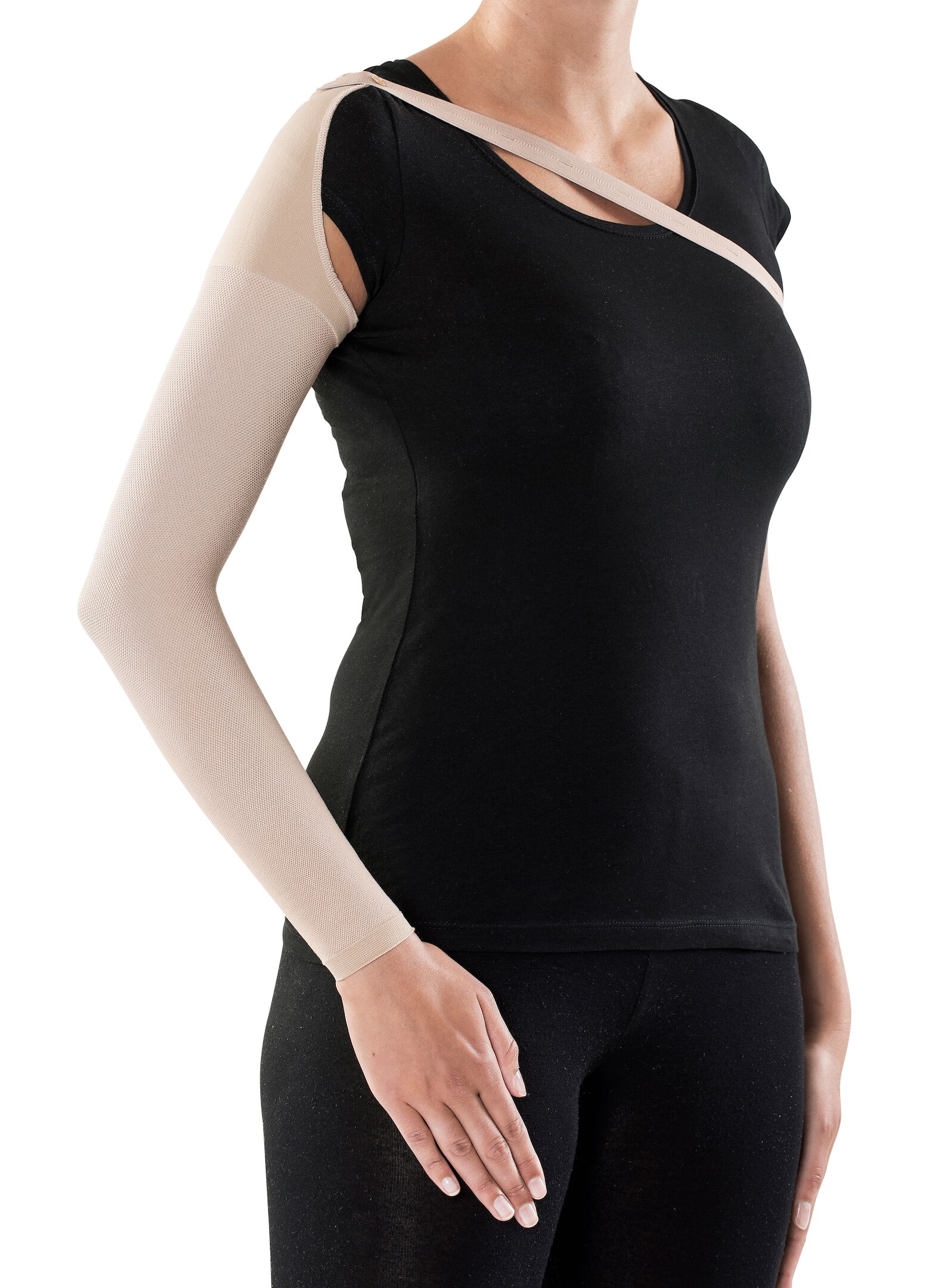 Sigvaris TRADITIONAL Arm sleeves without mitten with support straps ...